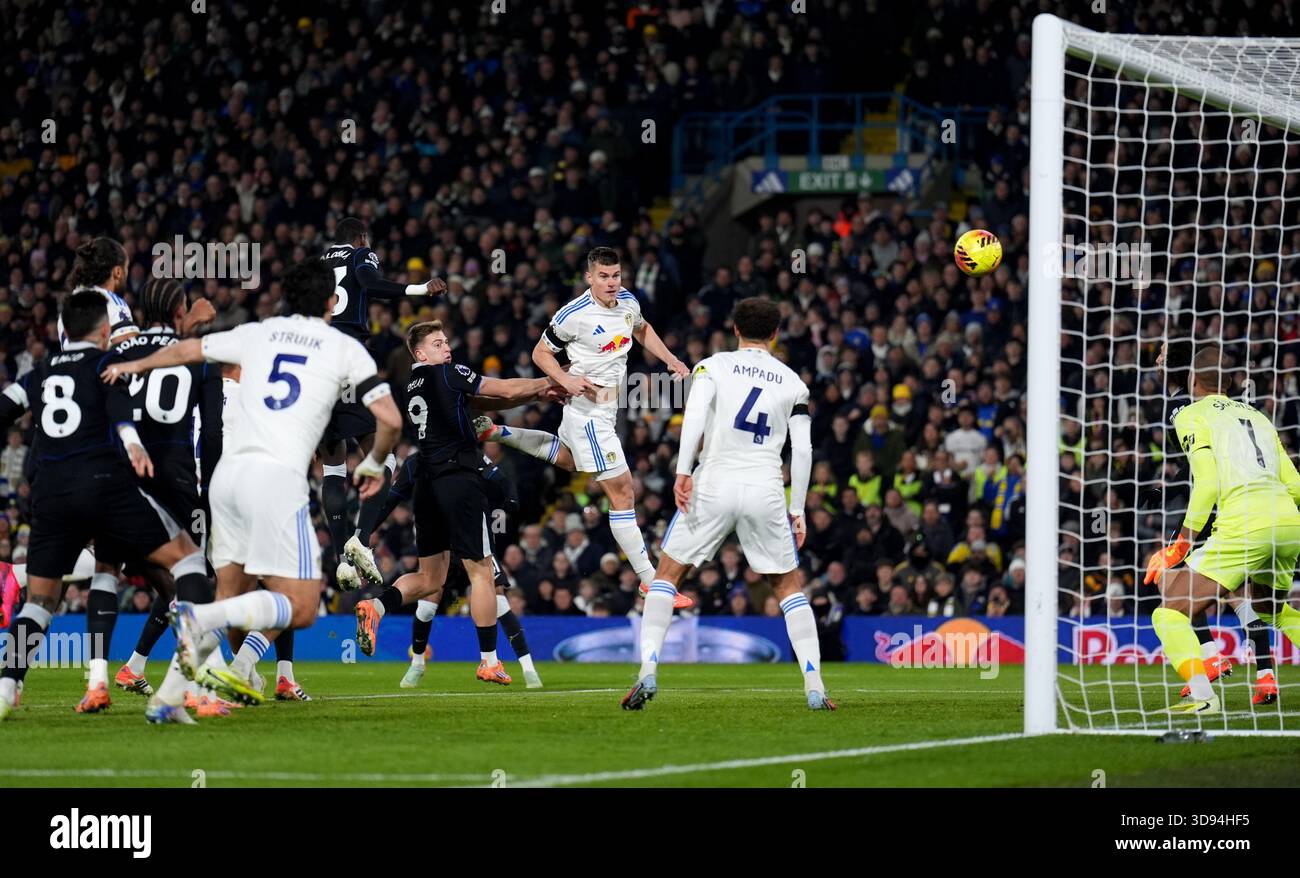 Leeds United's Jaka Bijol (third right) scores his sides first goal ...
