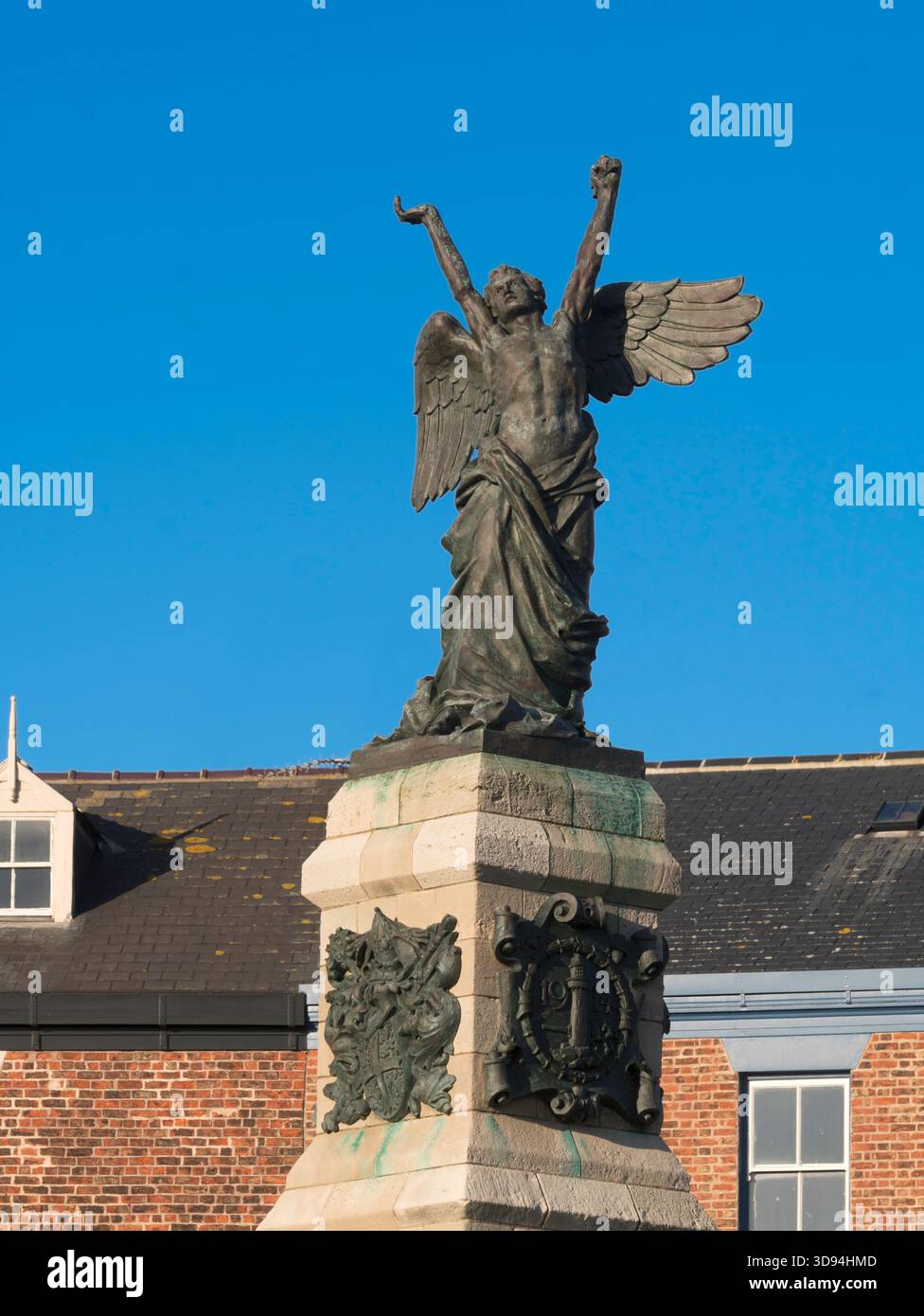 The listed winged victory bronze sculpture on Hartlepool war memorial ...