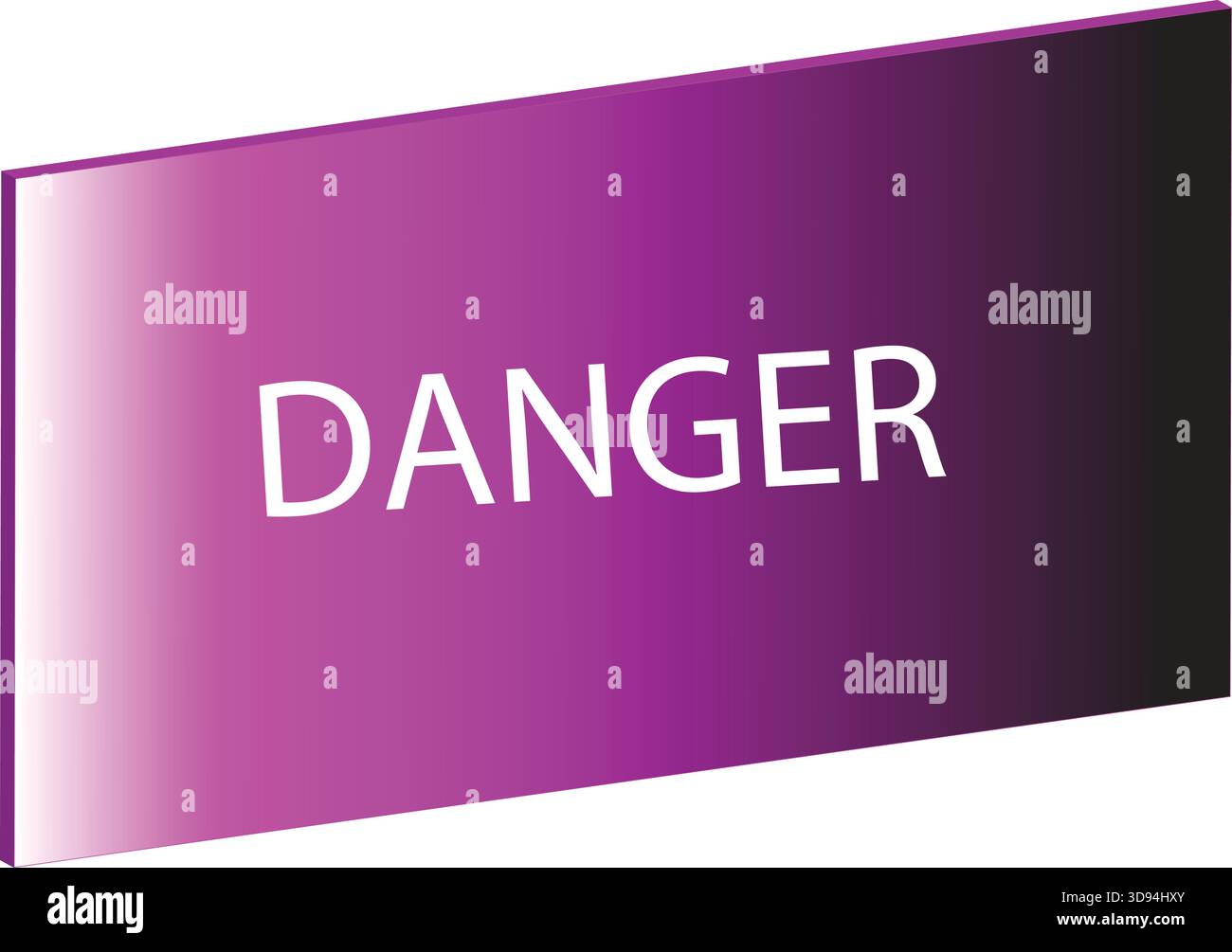 Danger Warning Sign with Pink Purple Gradient Background – Safety Alert Symbol, Hazard Message ...