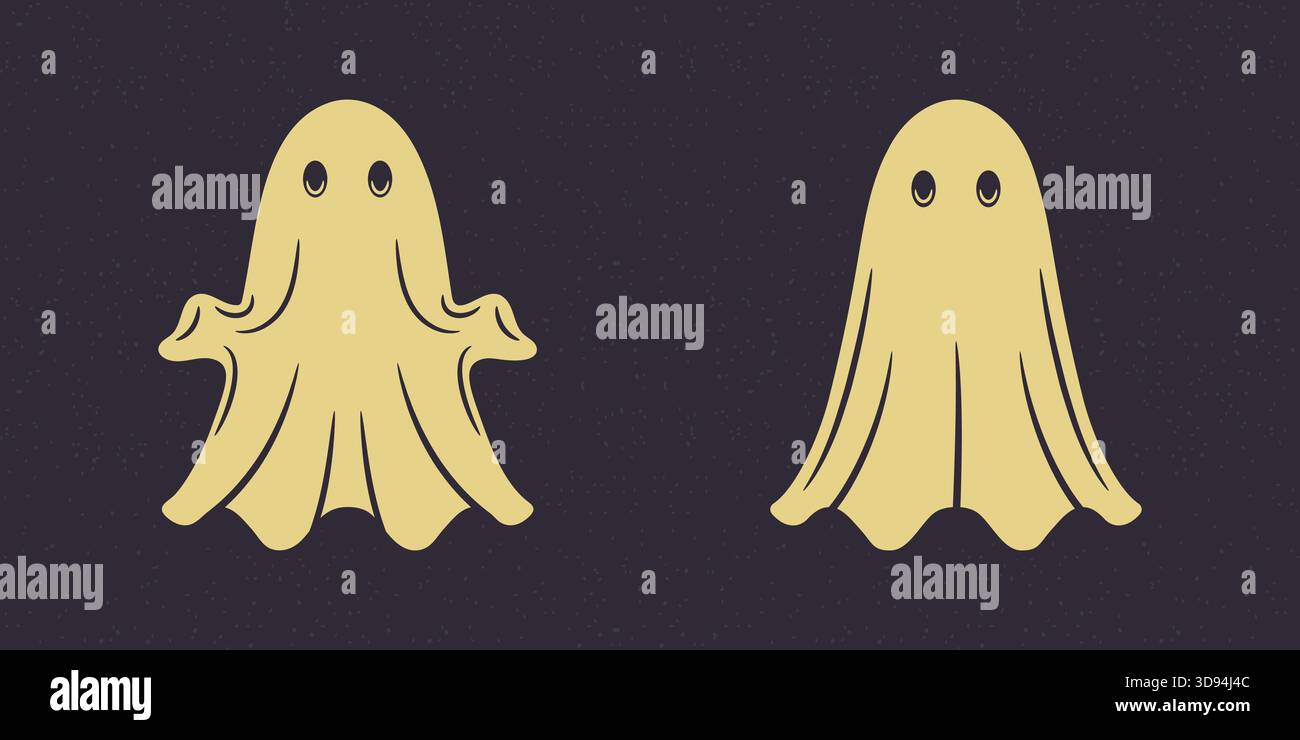 Classic Halloween ghost illustration with expressive eyes and flowing ...