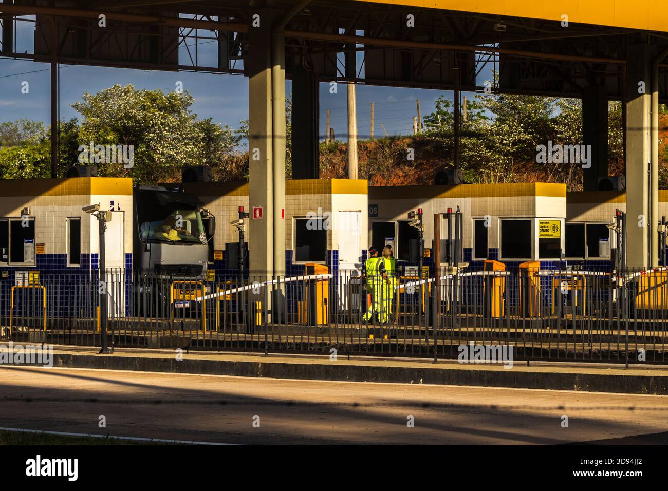 Marilia, SP, Brazil, October 28, 2025. the Entrevias toll plaza on a SP ...