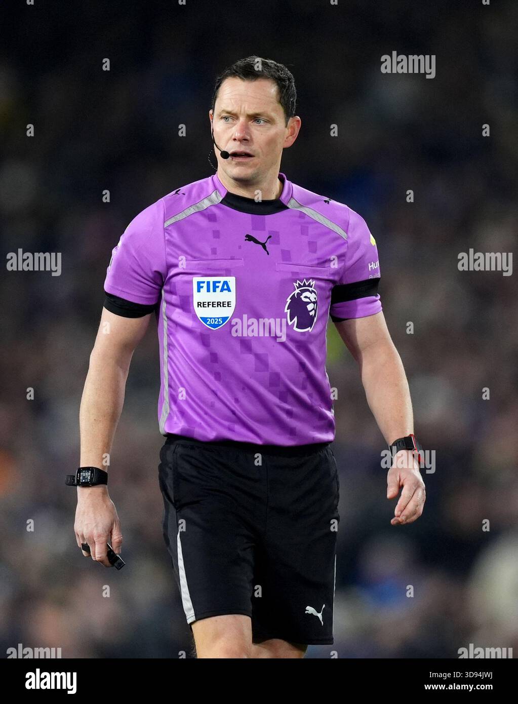 Referee Darren England during the Premier League match at Elland Road ...