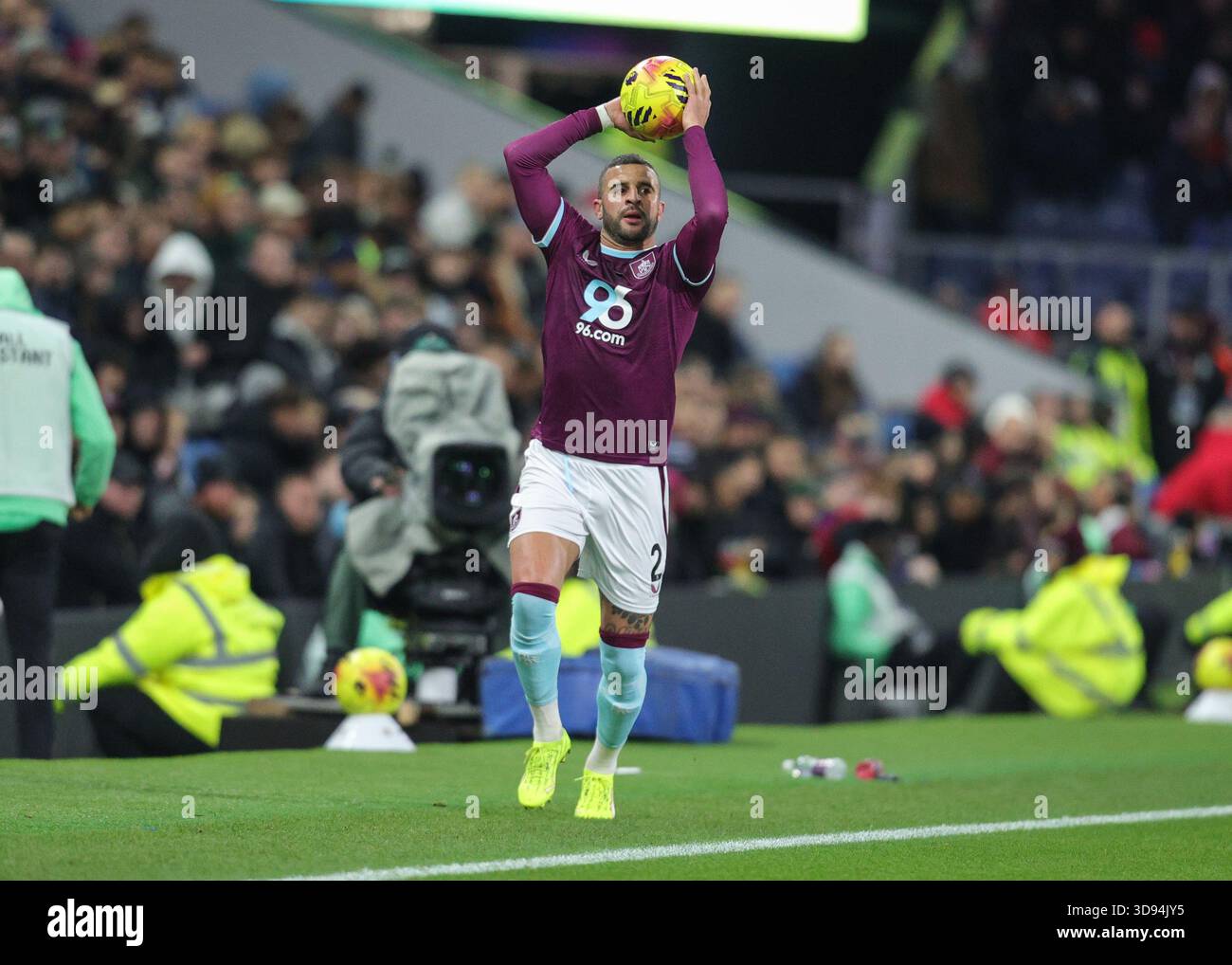 Kyle Walker of Burnley takes a throw-in during the Premier League match ...