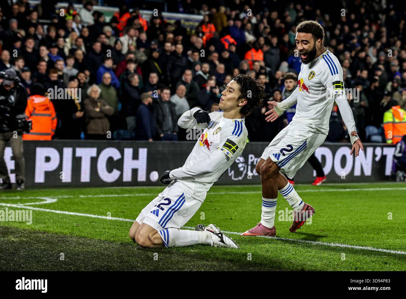 Ao Tanaka of Leeds United celebrates his goal to make it 2-0 during the ...