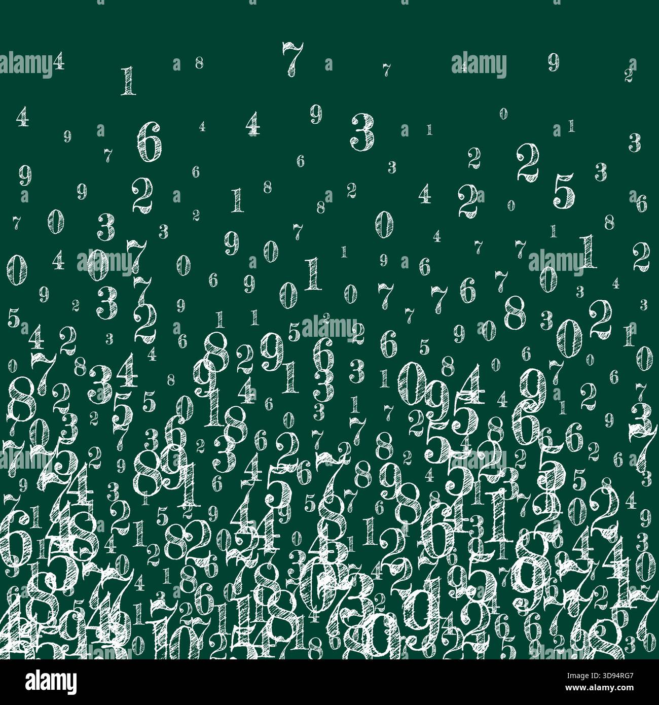 School math notebook cover. White chalk numbers floating in the air ...