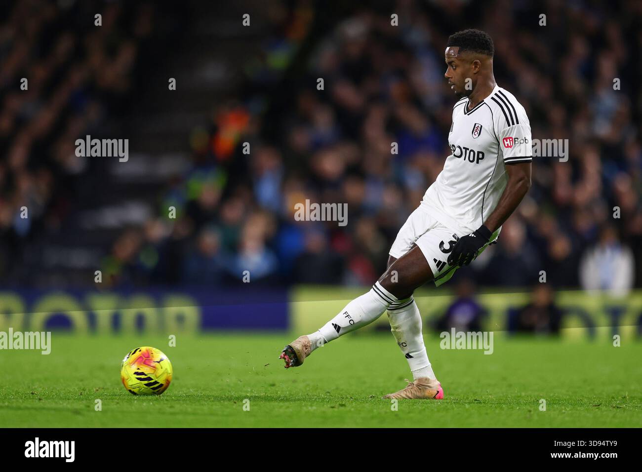 Fulham defender Ryan Sessegnon (30) passes the ball during the Fulham v Manchester City Premier ...