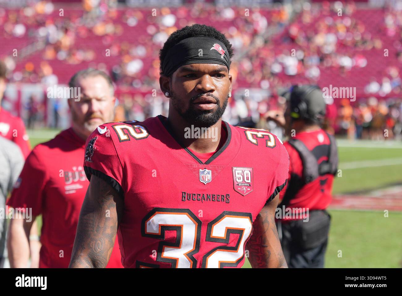 Tampa Bay Buccaneers cornerback Josh Hayes (32) leaves the field ...