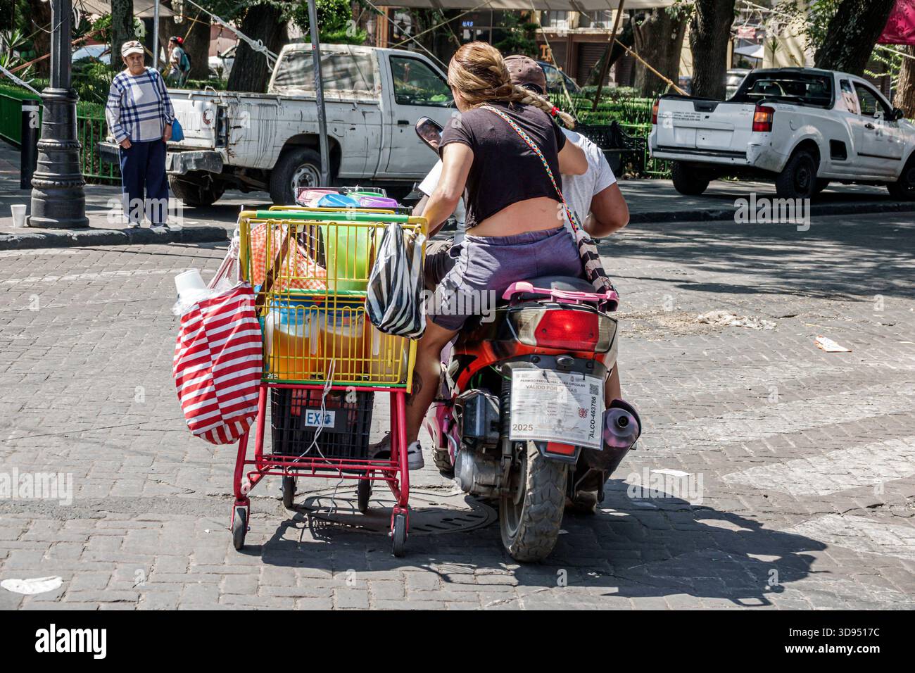 Mexico City Mexico,Xochimilco,adult woman riding scooter with man ...