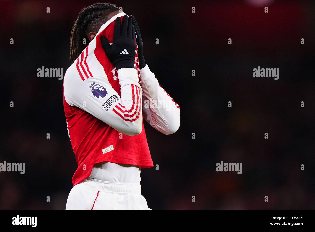 Arsenal's Eberechi Eze reacts after the Premier League match at the ...