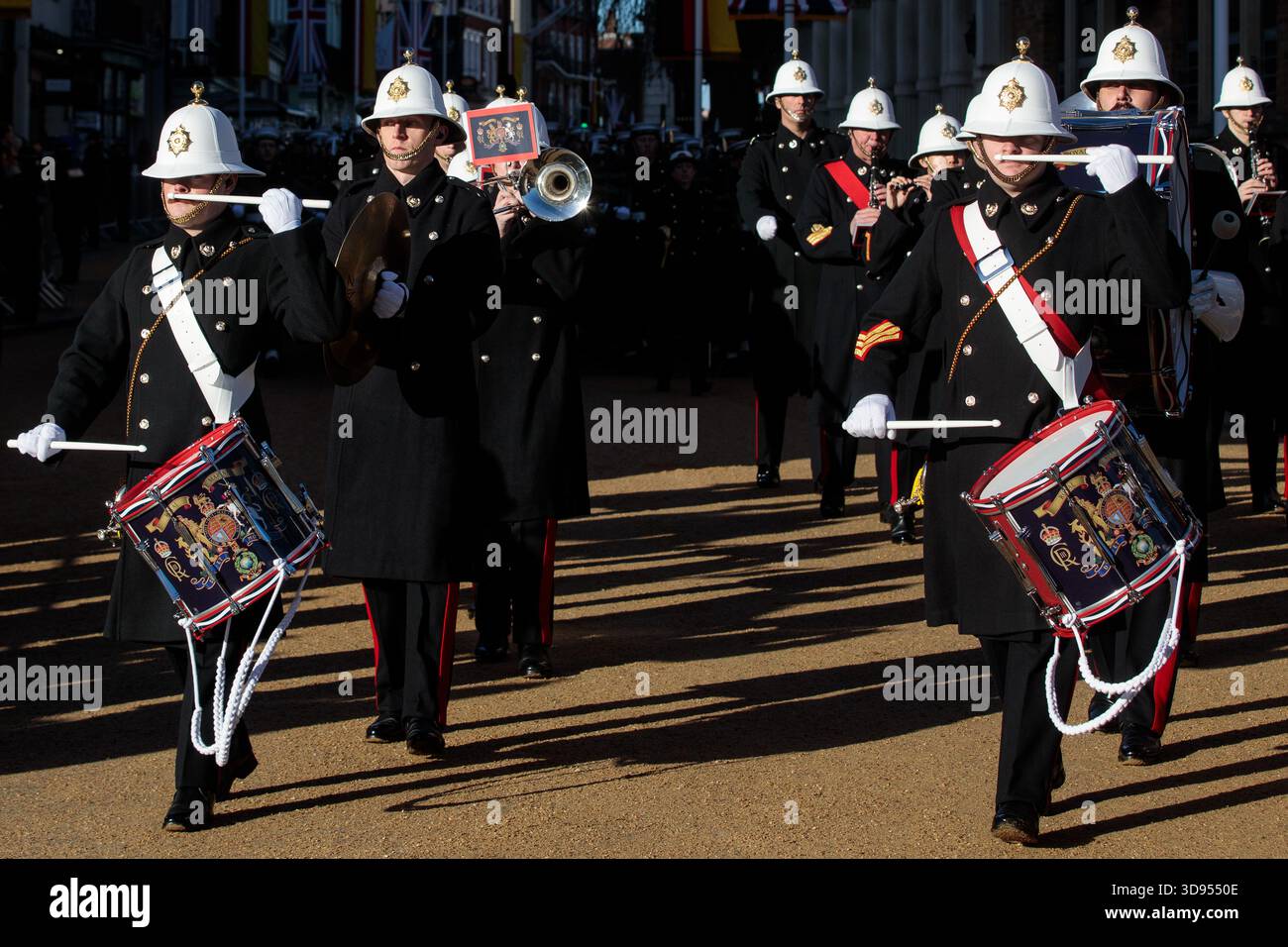 Windsor, UK. 3rd December, 2025. Members of the Royal Marines band ...