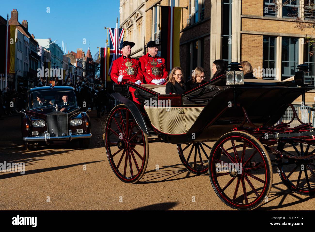 Windsor, UK. 3rd December, 2025. Members of the party accompanying ...