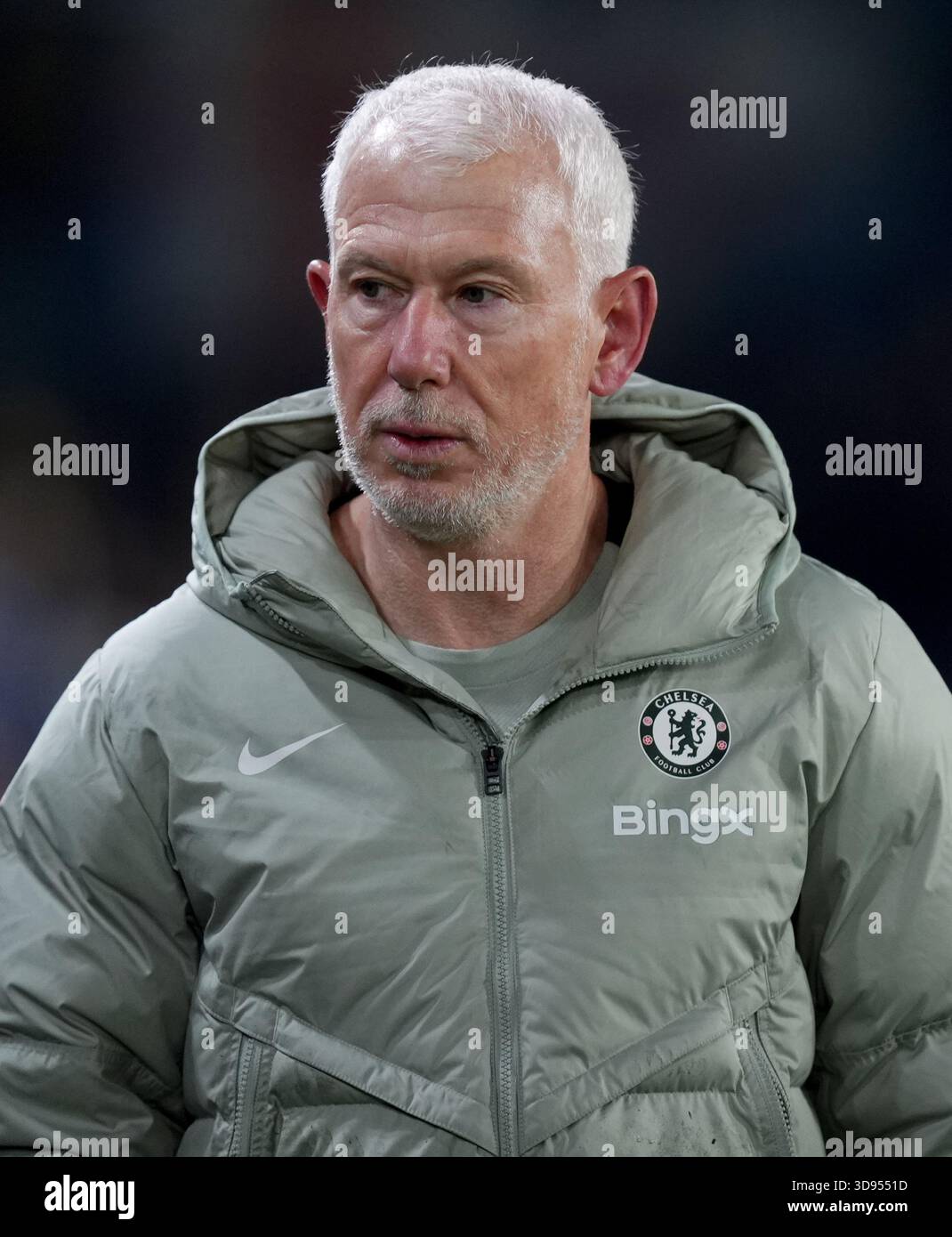 Chelsea staff member Billy McCulloch on the pitch before the Premier ...