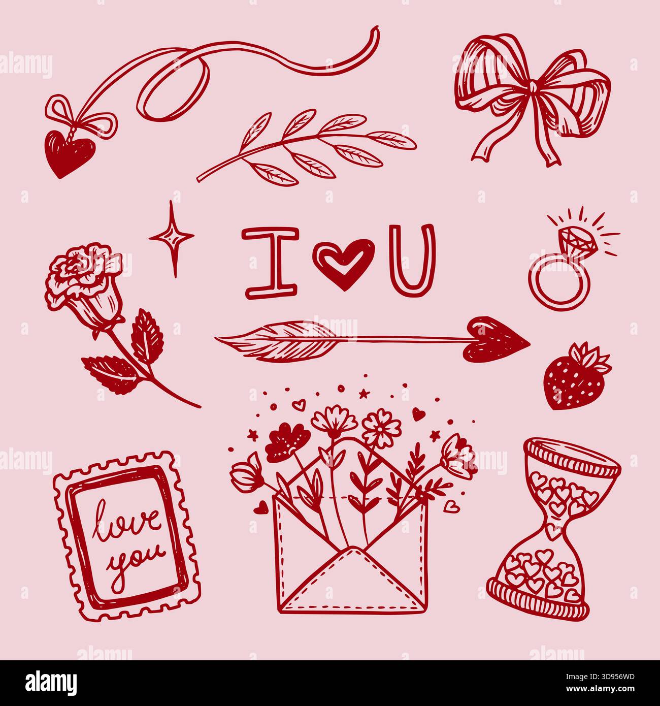 Set love stamp romantic Stock Vector Images - Alamy