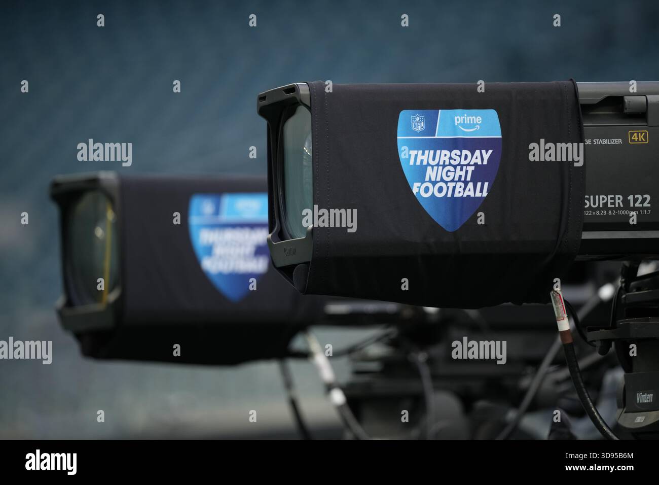 Amazon Prime Thursday Night Football logos are seen on television ...