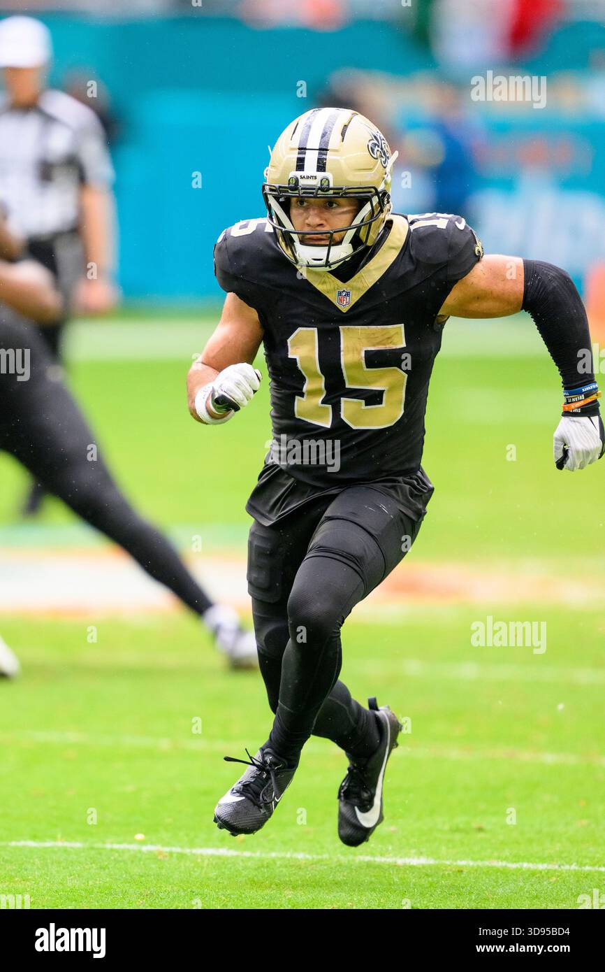 New Orleans Saints wide receiver Mason Tipton (15) runs a play during ...
