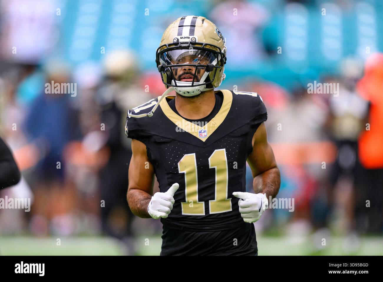 New Orleans Saints wide receiver Dante Pettis (11) runs on the field ...