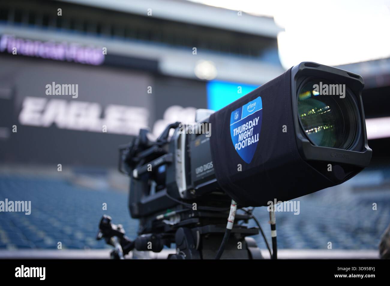An Amazon Prime Thursday Night Football logo is seen on a television ...