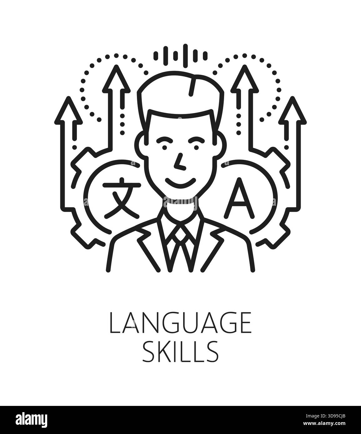 Foreign language life skills line icon or pictogram. Personal quality ...