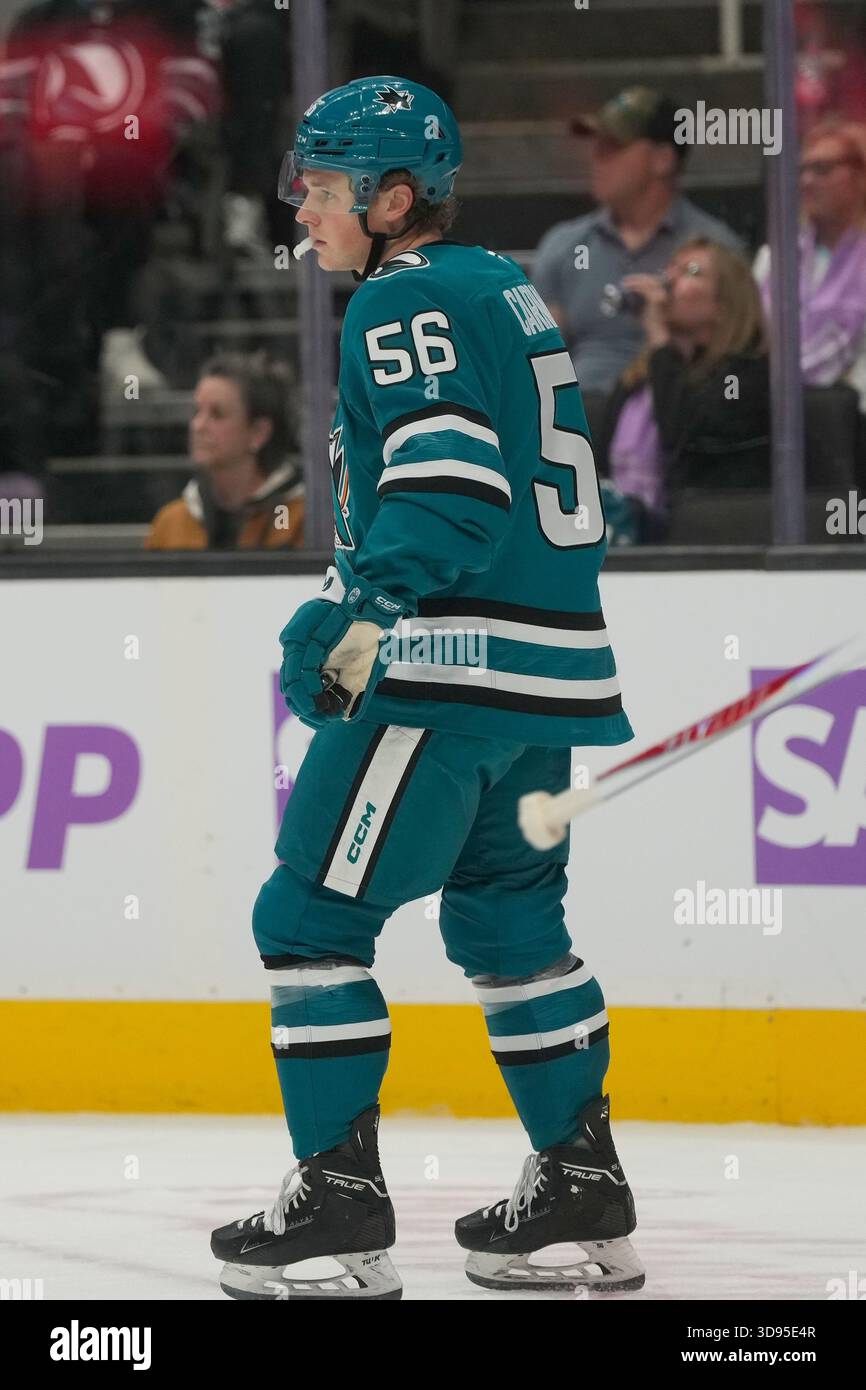 San Jose Sharks right wing Ethan Cardwell (56) during an NHL hockey ...