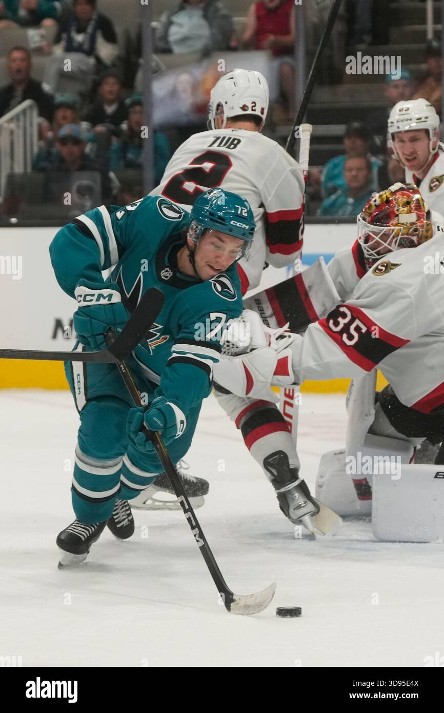 San Jose Sharks left wing William Eklund (72) during an NHL hockey game ...