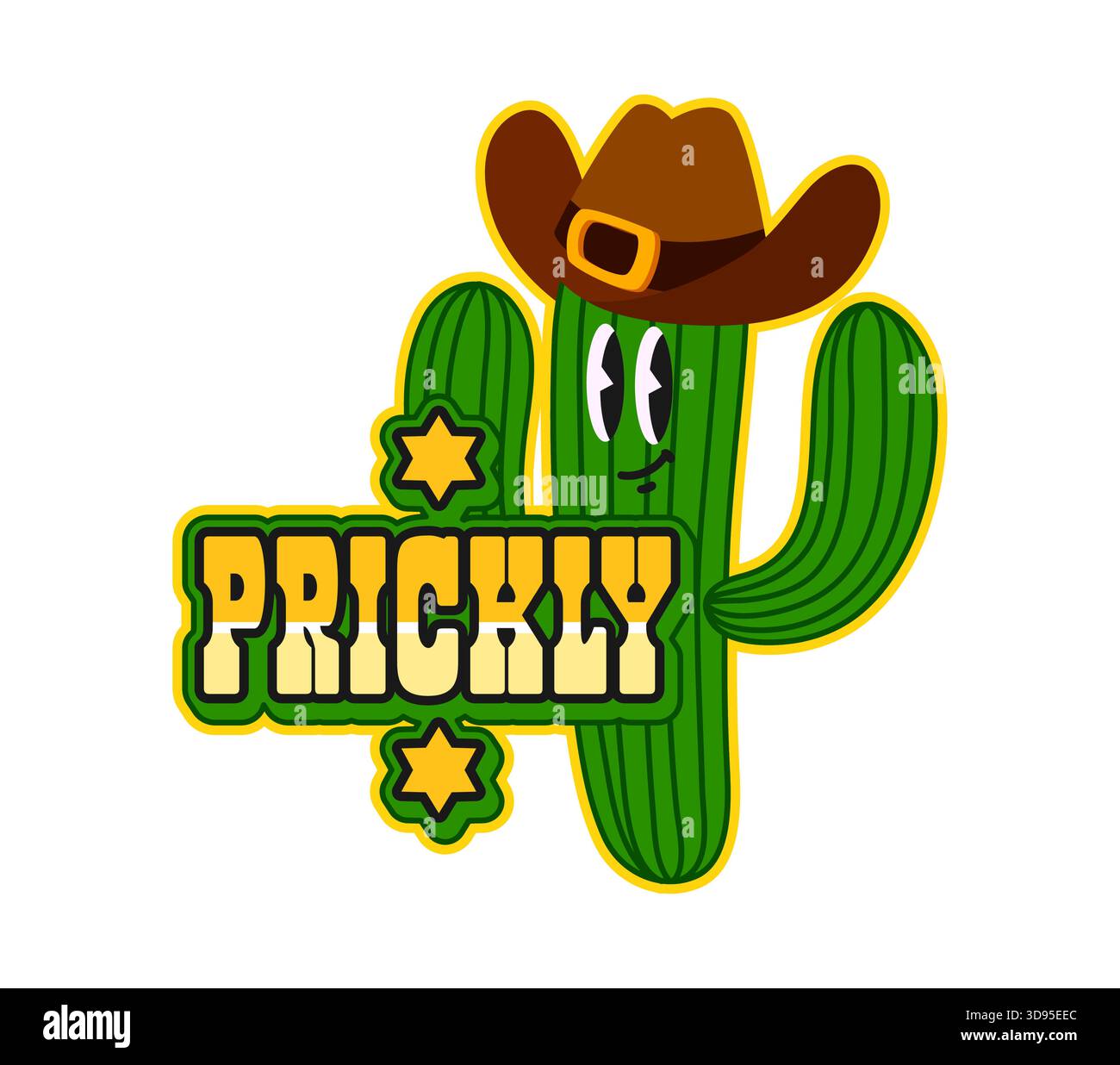 Cowboy cactus character western and Wild West Y2K groovy sticker ...