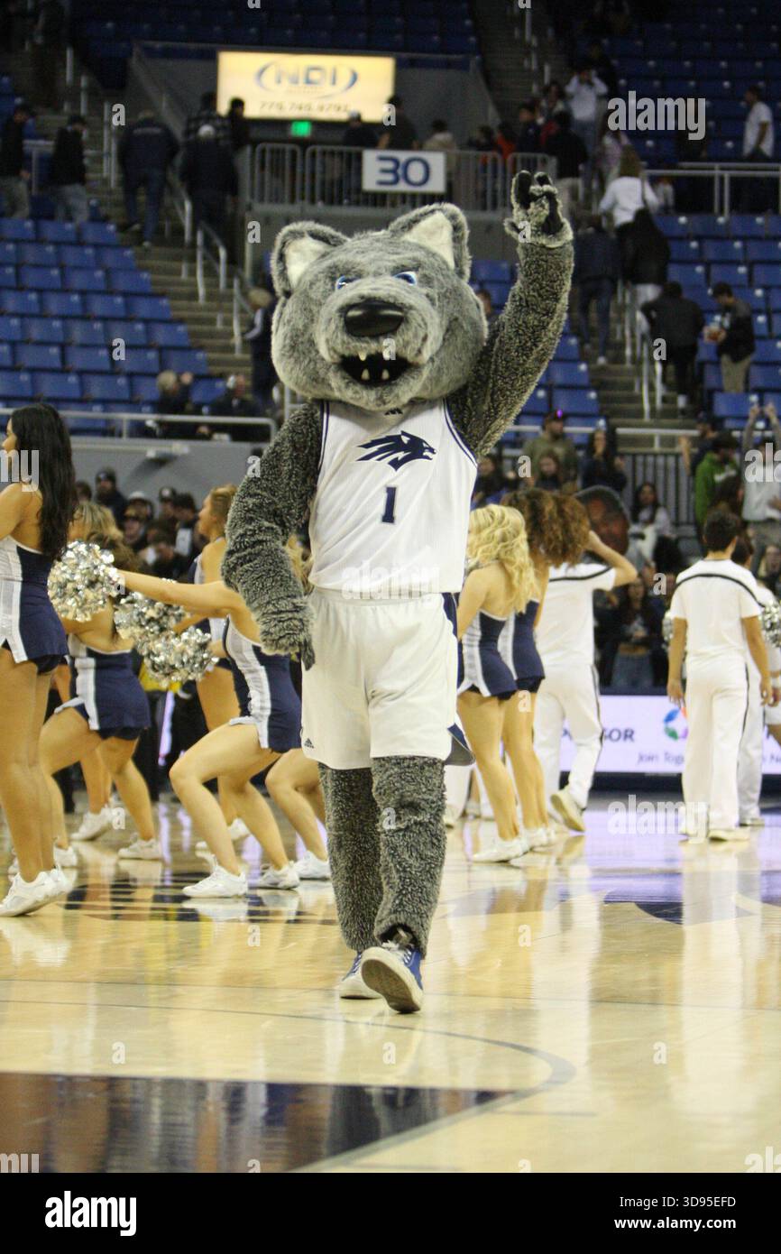 RENO, NV - DECEMBER 02: Nevada Mascot Alphie gets the crowd fired up ...
