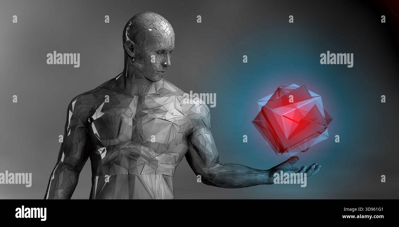 Emotional Void Depicted Through Polygon Structure Facing Illuminated ...