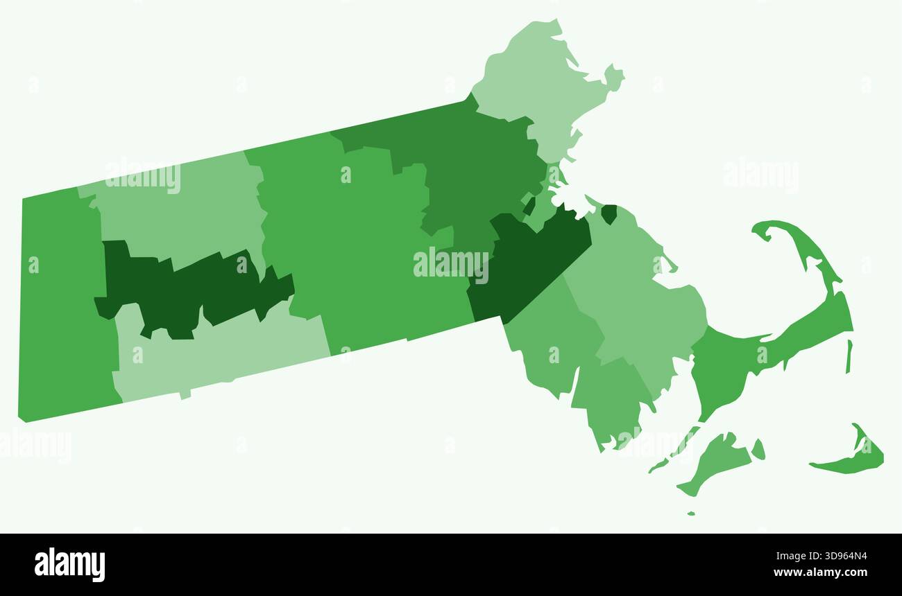 Map of Massachusetts with counties. Just a simple state border map with ...