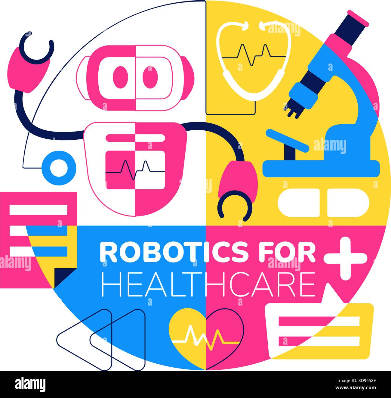 Robotic For Healthcare Illustration Featuring Robots Used In Medicine ...