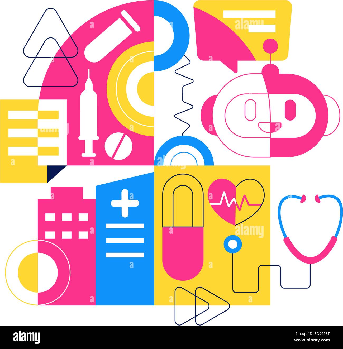 Robotic For Healthcare Illustration Featuring Robots Used In Medicine ...