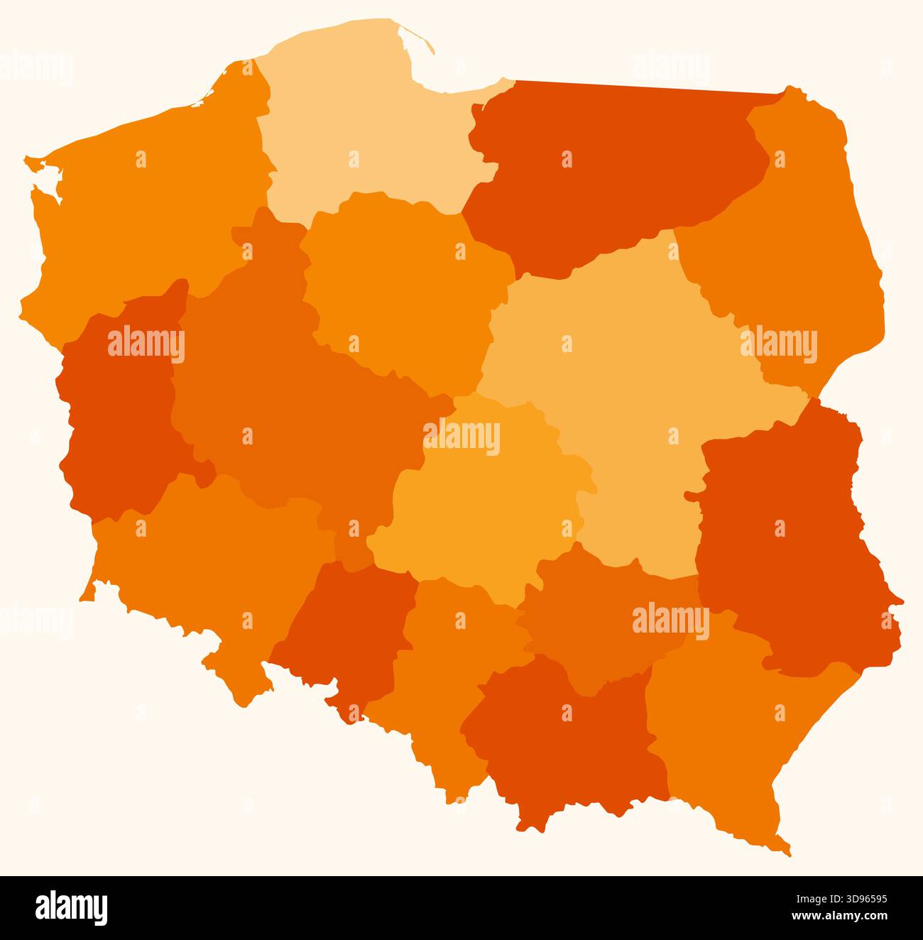 Map of Poland with regions. Just a simple country border map with ...