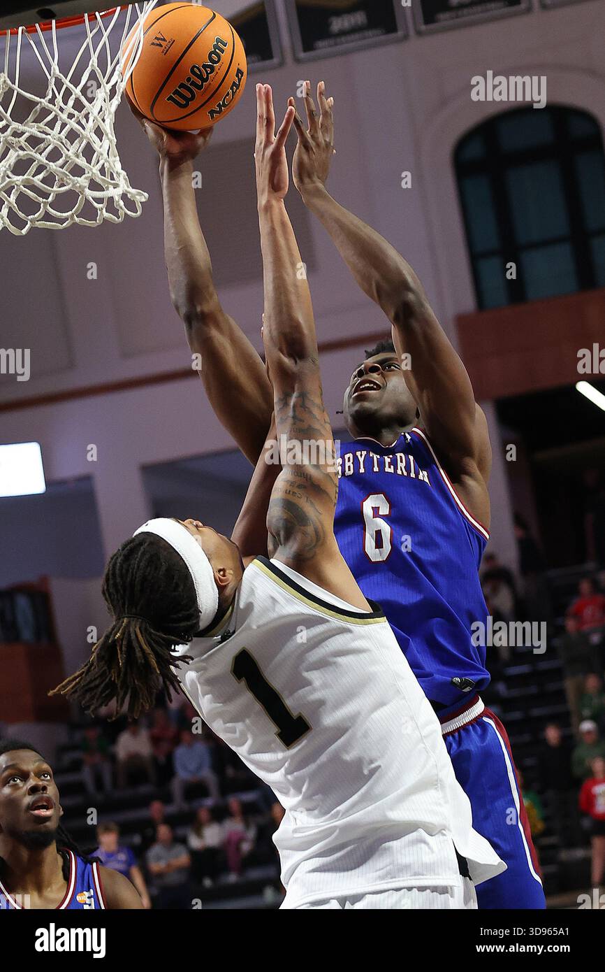 SPARTANBURG, SC - DECEMBER 03: Presbyterian Blue Hose forward Chidi ...