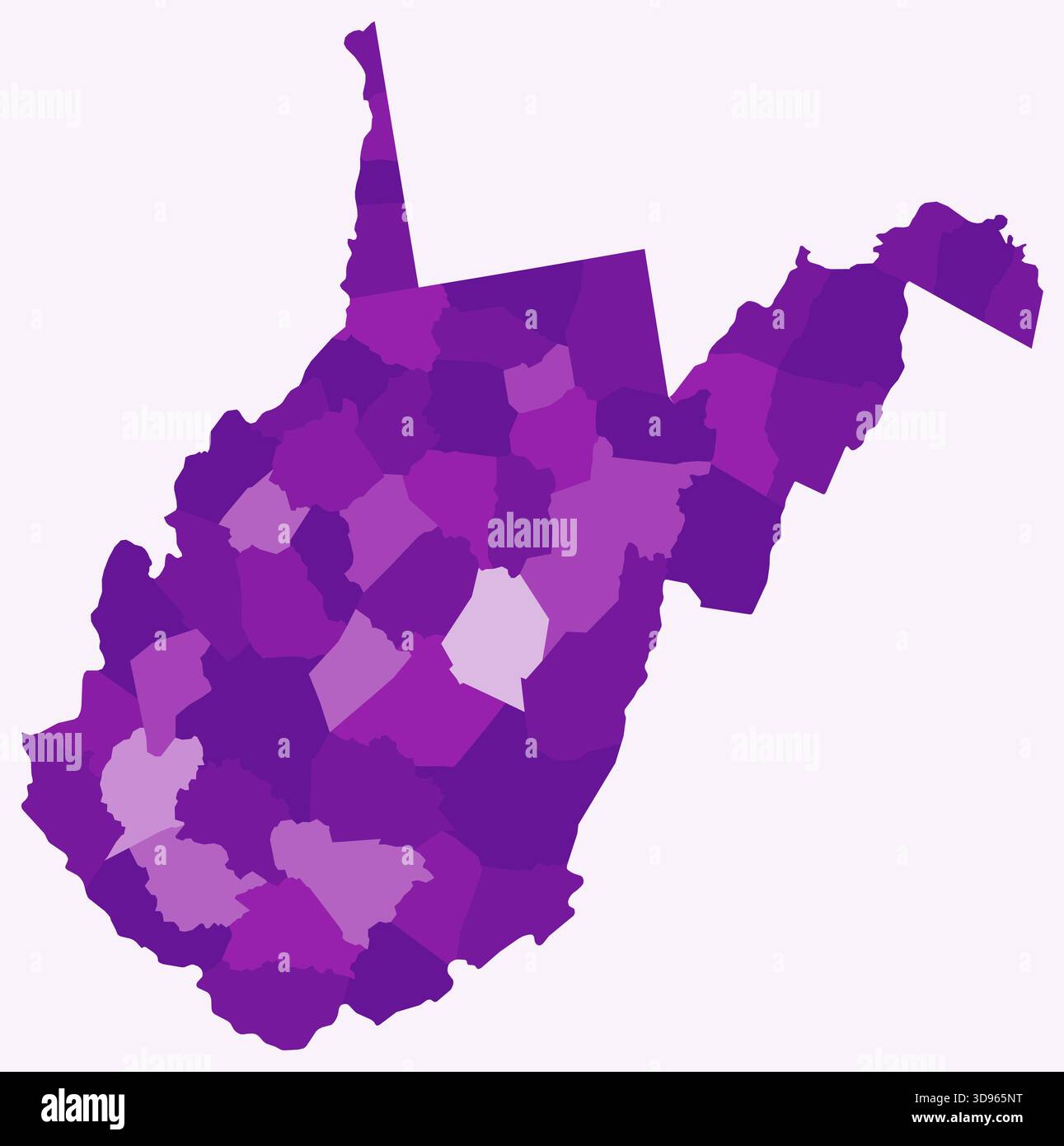 Map of West Virginia with counties. Just a simple state border map with ...