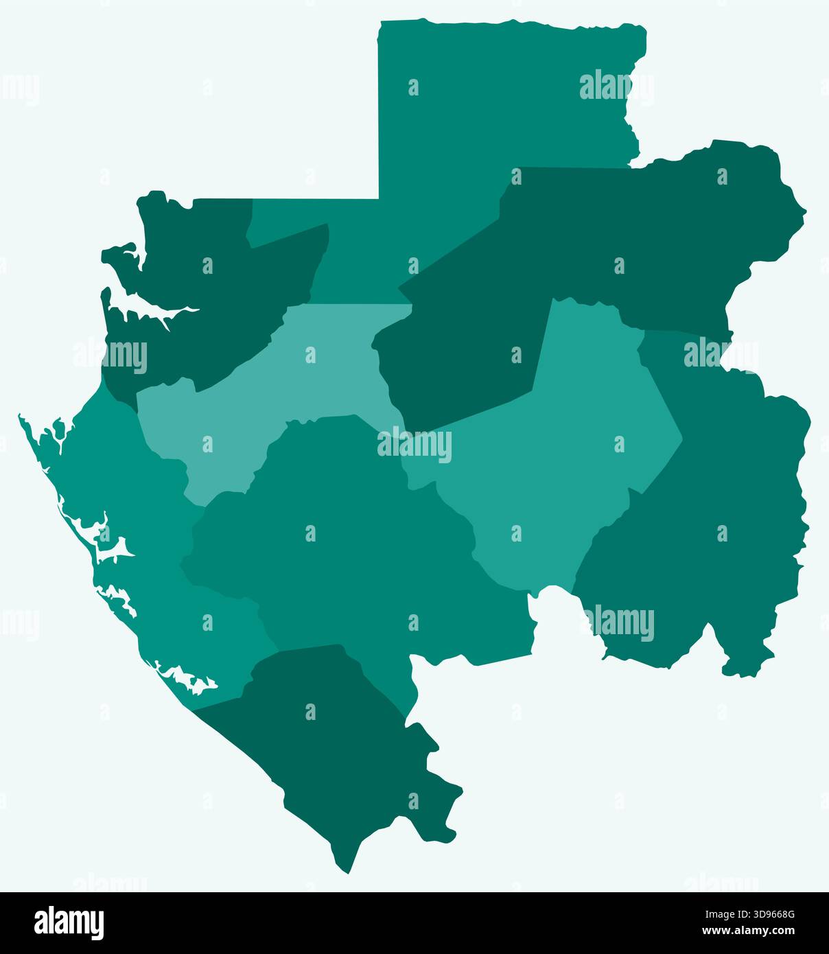 A vector illustration of a simple country border map of Gabon with its ...