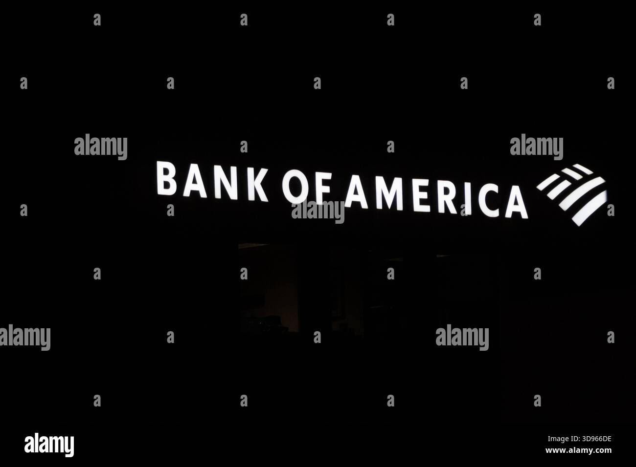 Bank of America Financial Center sign illuminated at night in Tysons ...