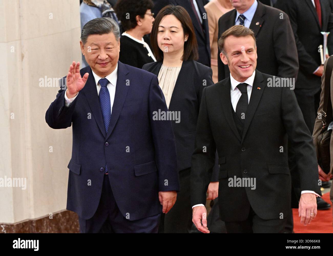 France's President Emmanuel Macron, right, and China's President Xi ...