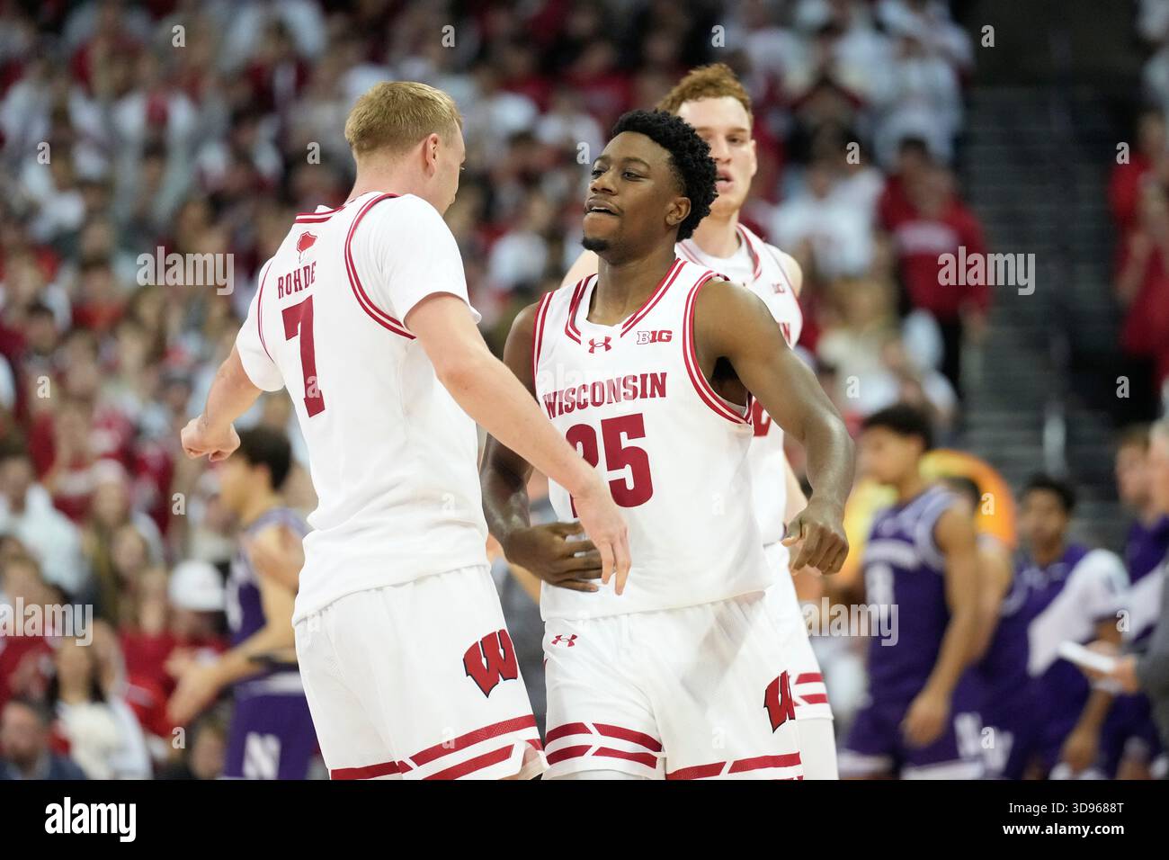 Wisconsin guard John Blackwell (25) reacts to scoring a three-point ...
