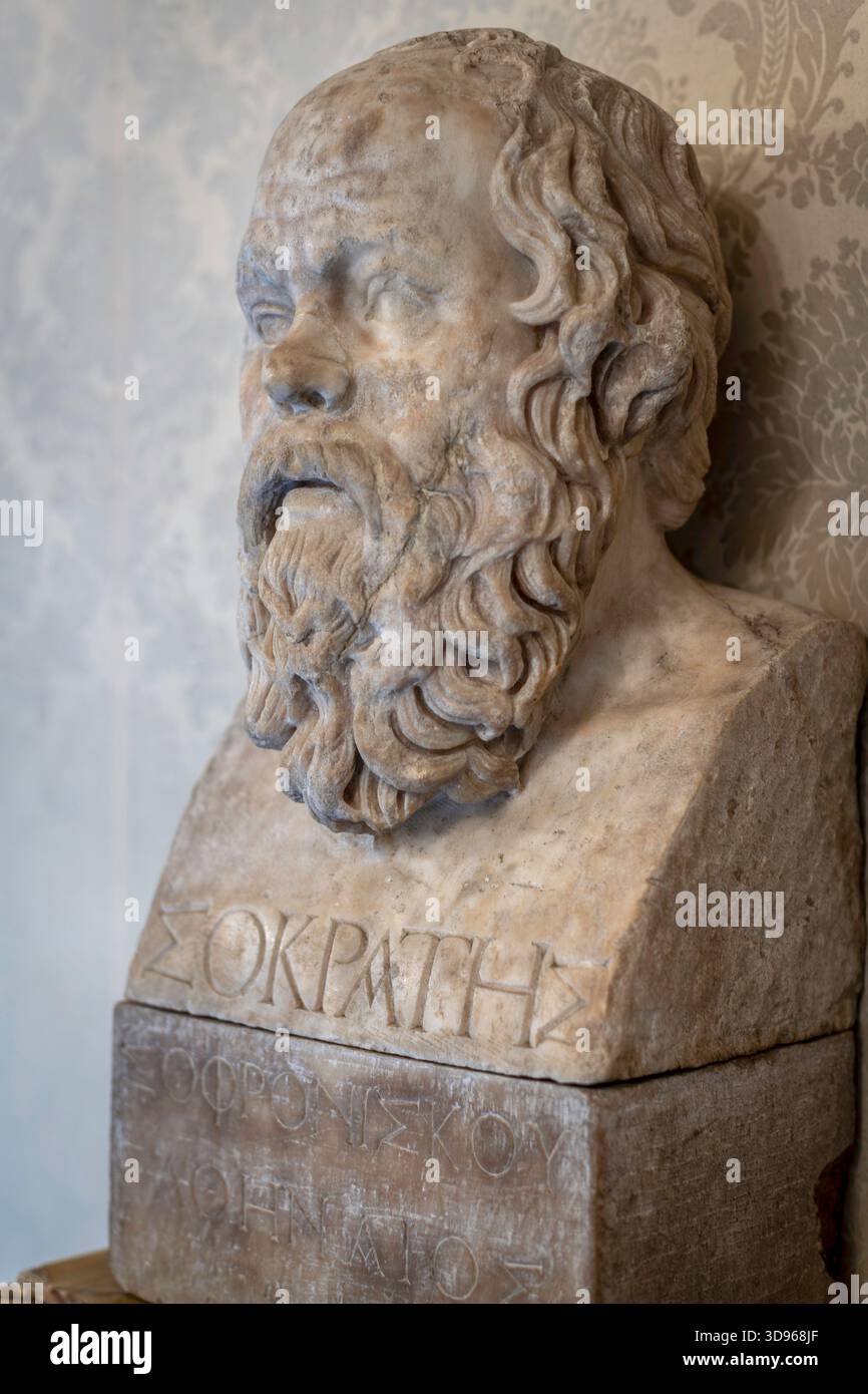Marble bust of ancient Greek philosopher Socrates displayed at ...