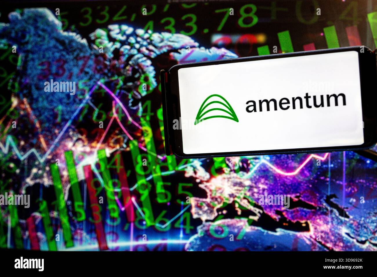 In this photo illustration, the Amentum logo is seen displayed on a ...