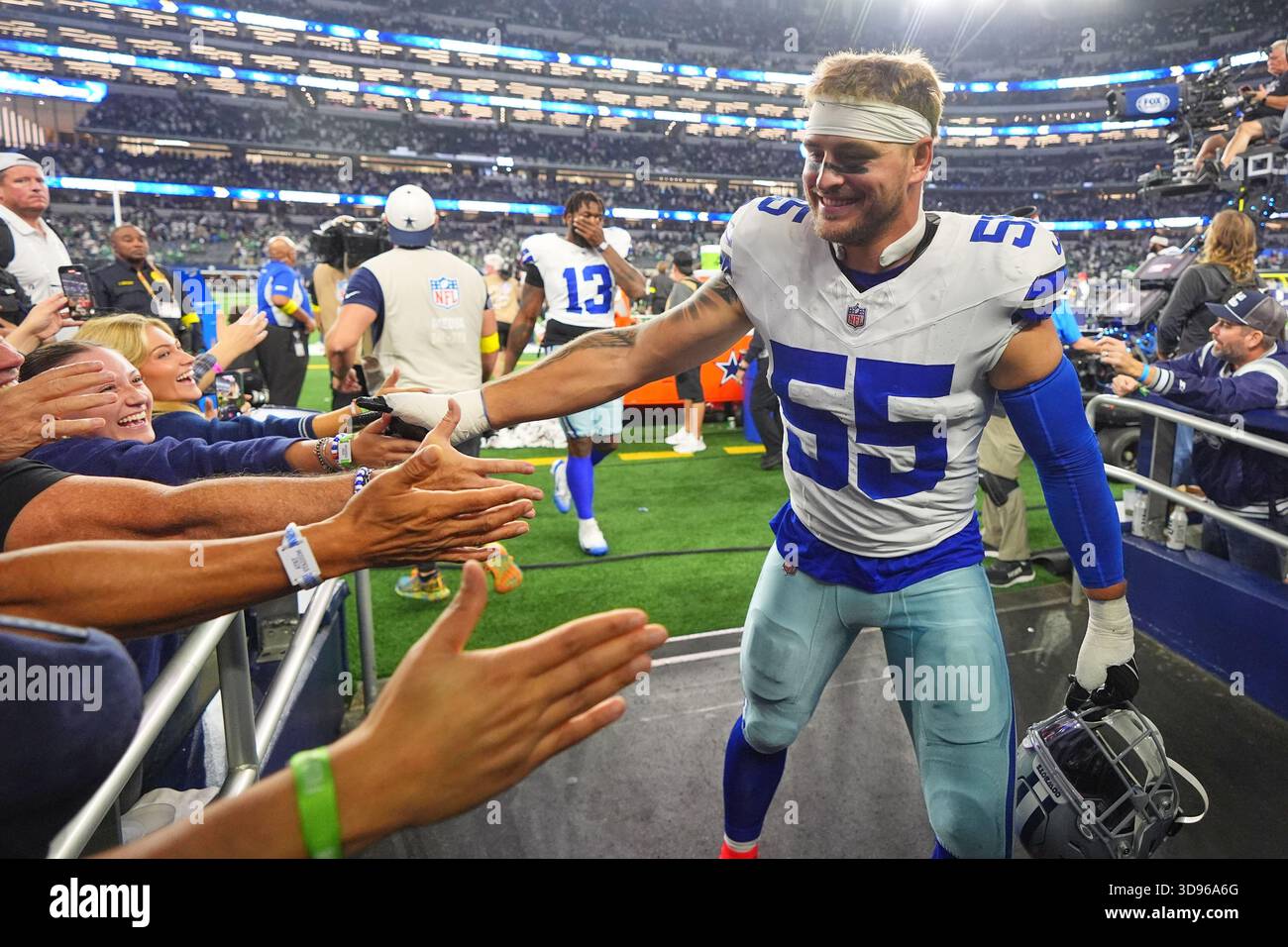 Dallas Cowboys linebacker Logan Wilson (55) walks off the field after ...