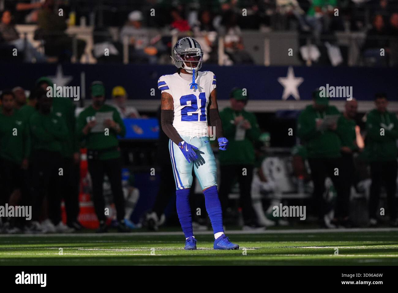 Dallas Cowboys cornerback Caelen Carson (21) lines up during the fist ...