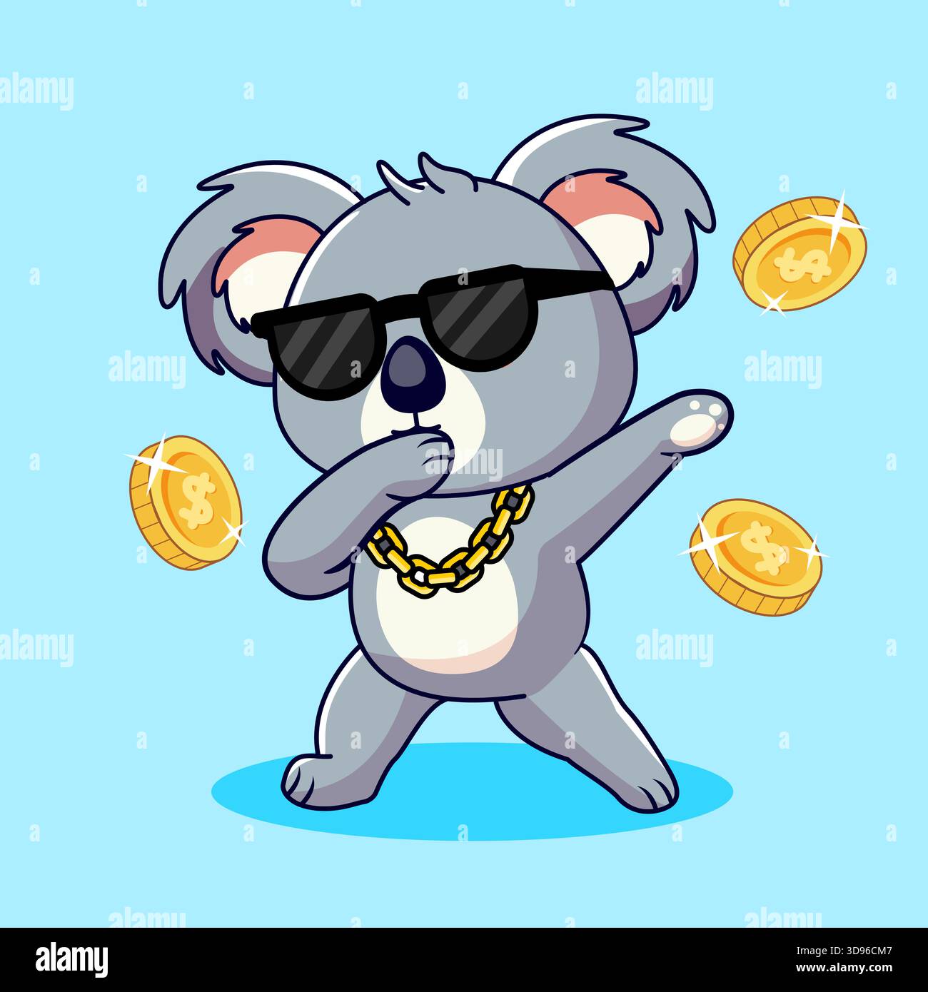 Cool Koala Dabbing with Gold Coins Vector Illustration Cartoon Design ...