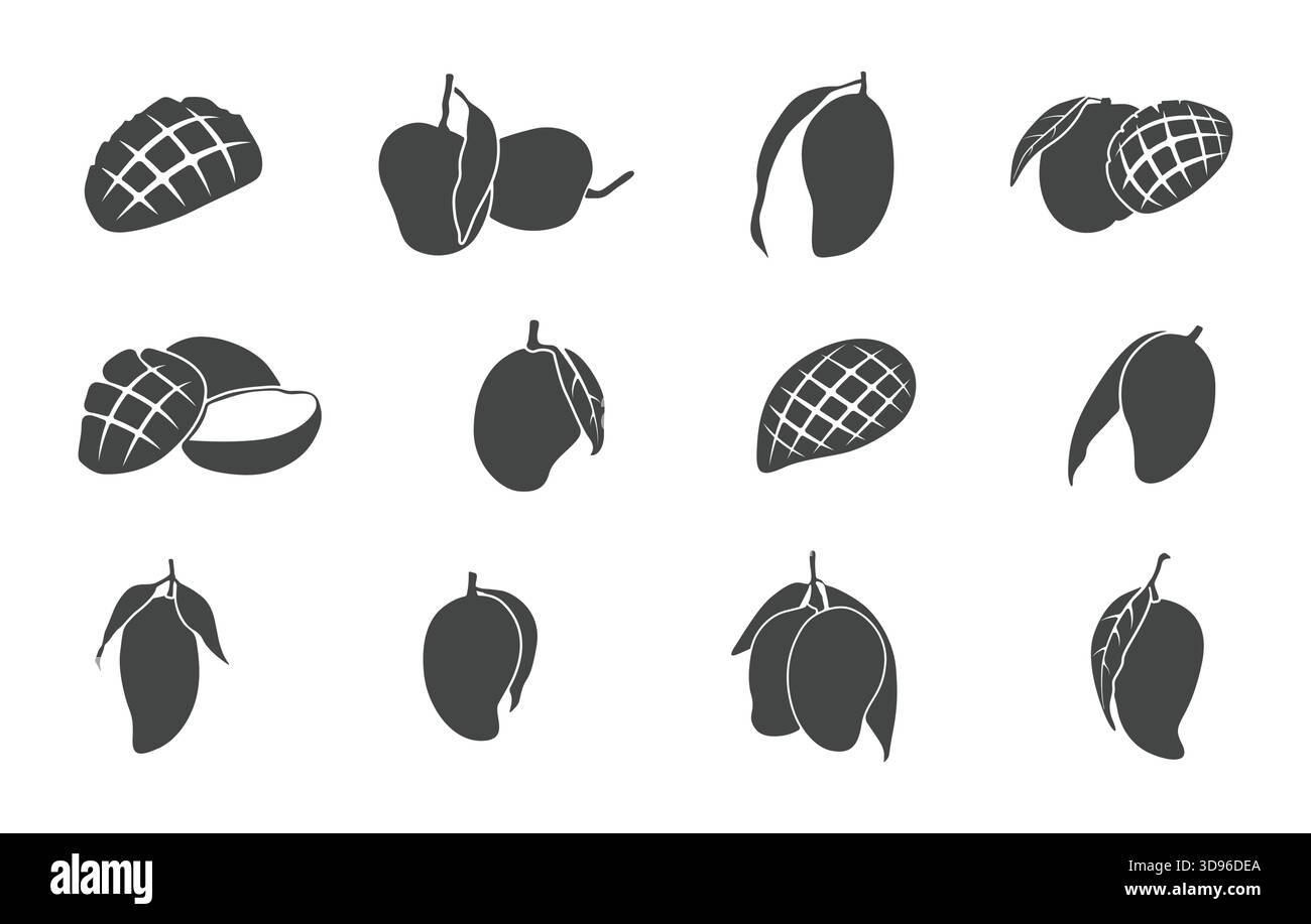 Mango silhouette set in white background, Mango fruit vector, Mango svg ...