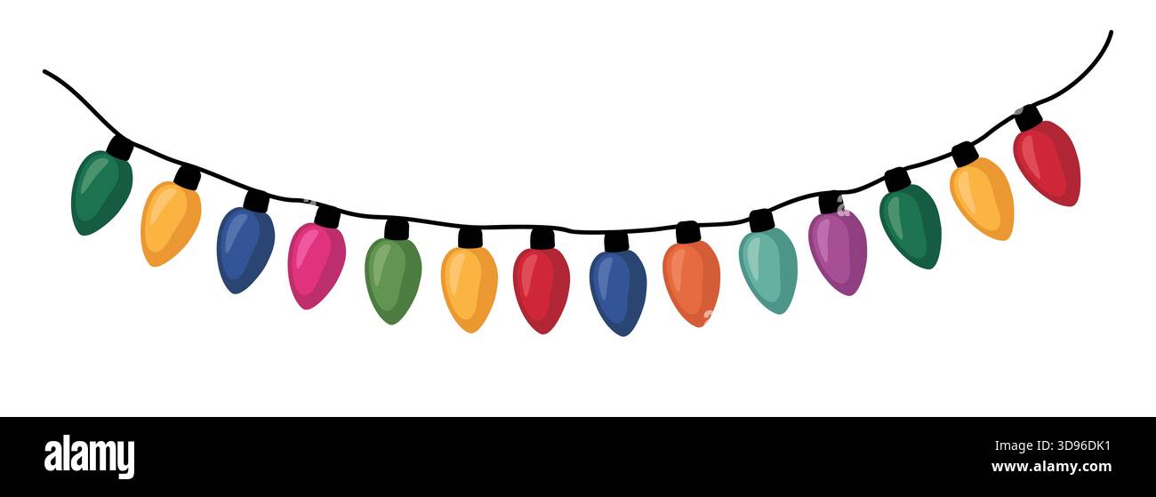 Curved string of Christmas lights vector isolated Stock Vector Image ...