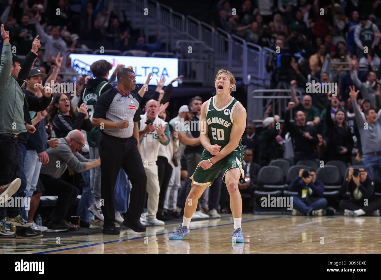 Milwaukee Bucks' AJ Green reacts after making a shot during the second ...