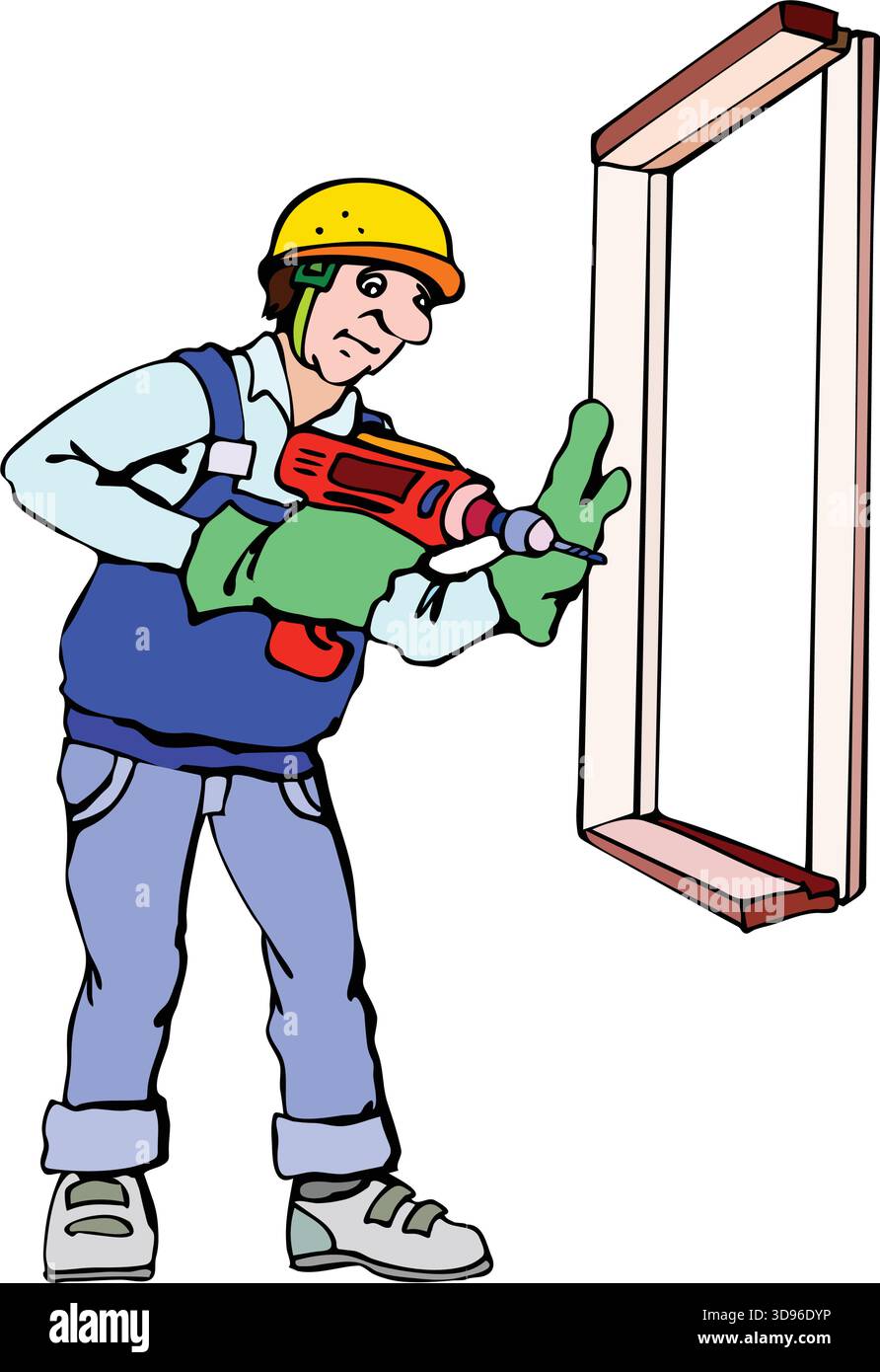 Installation window glass in Stock Vector Images - Alamy