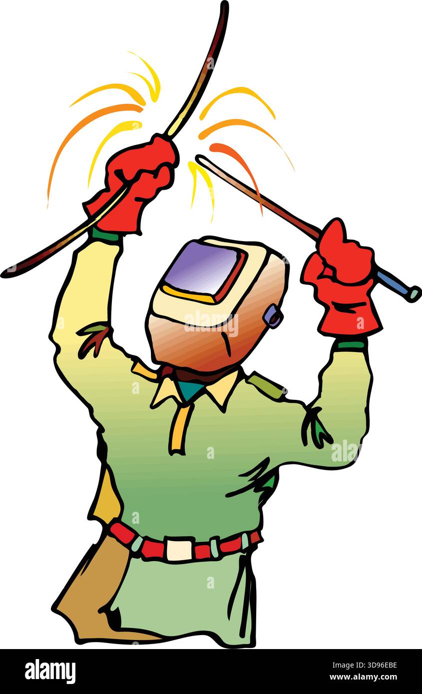 Professional welder worker welding in Stock Vector Images - Alamy