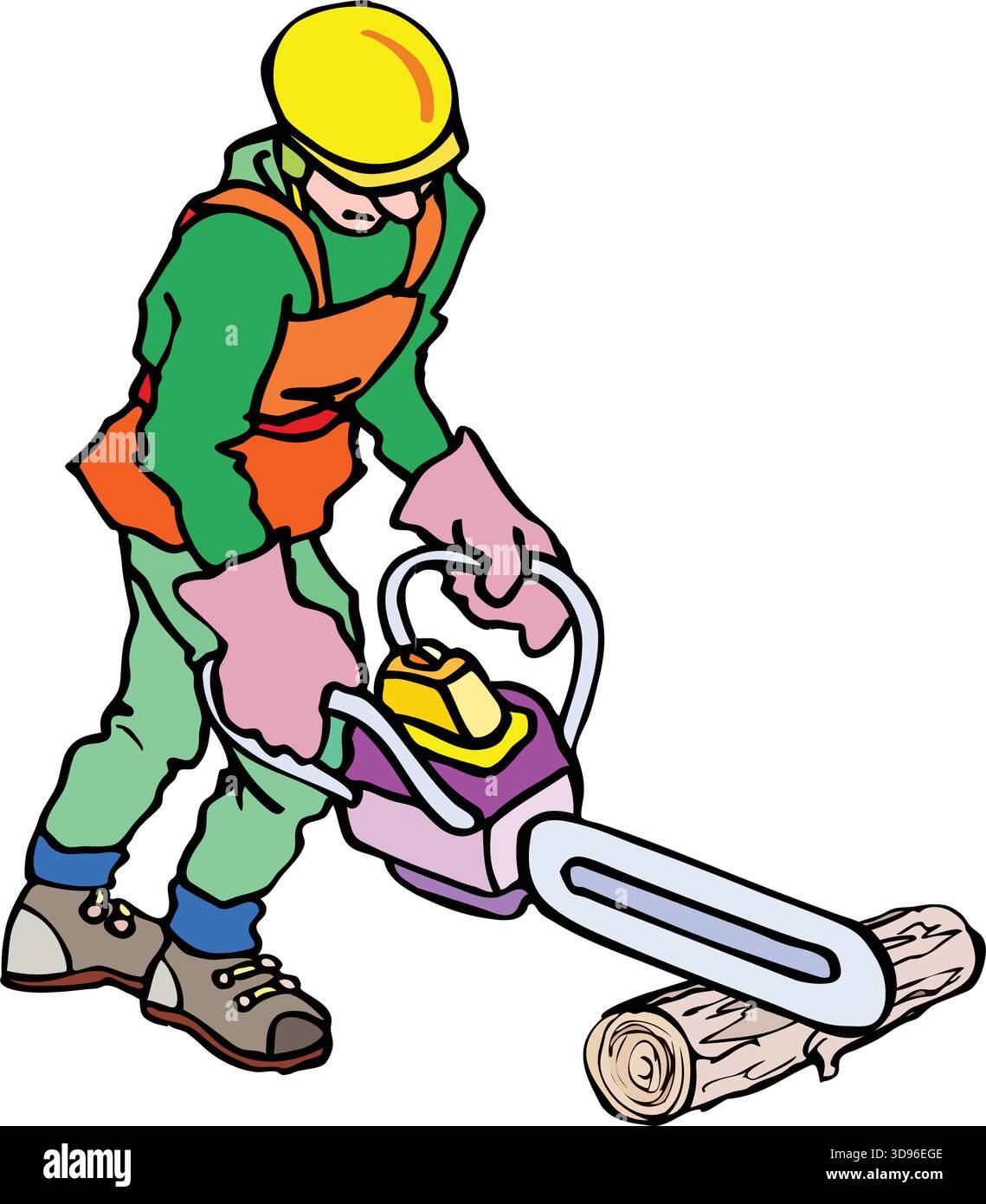Lumberjack using chainsaw Cut Out Stock Images & Pictures - Alamy
