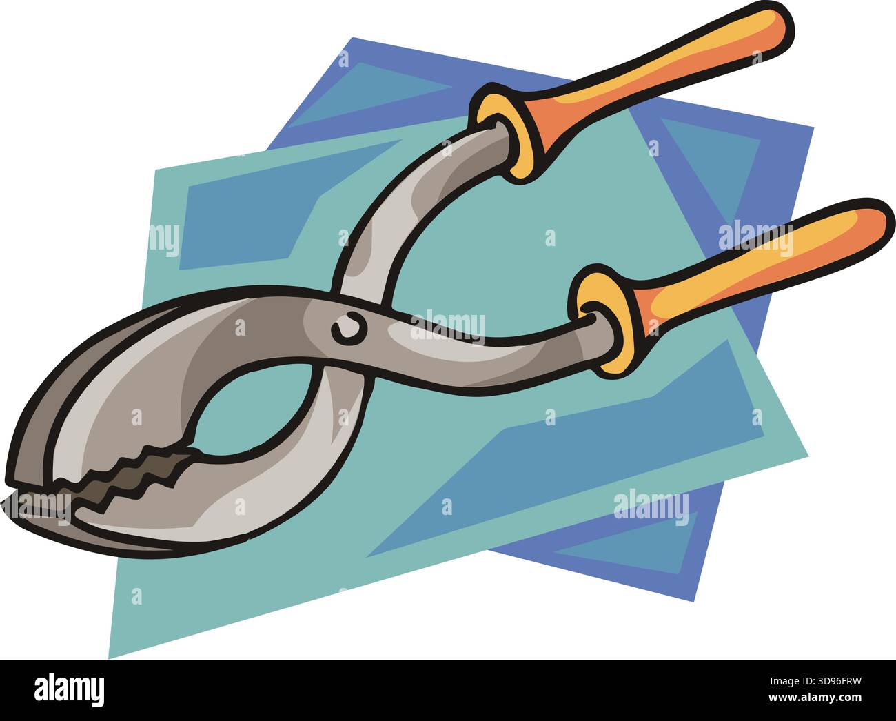 An illustration of a pincers with a gray body and orange handles in a ...