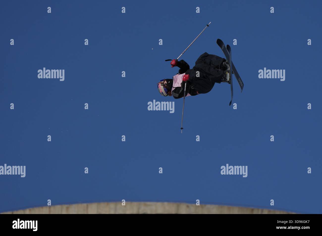Kristy Muir, of Britain competes in the women's freeski big air ...